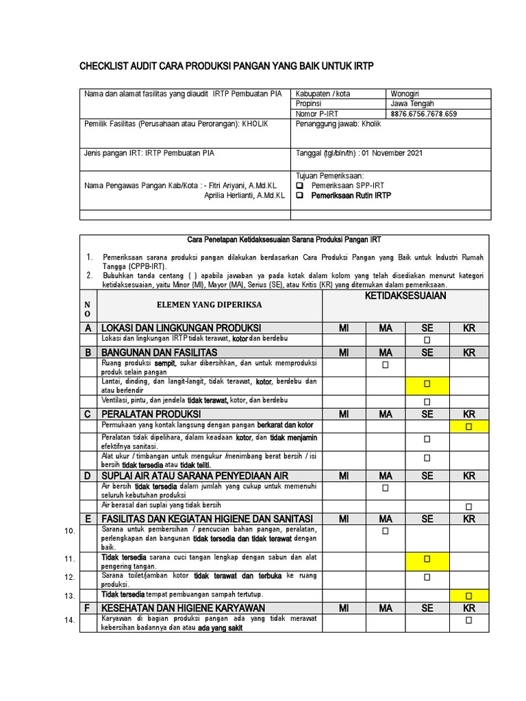 Form 5. Mock Audit | PDF | Teknologi & Rekayasa