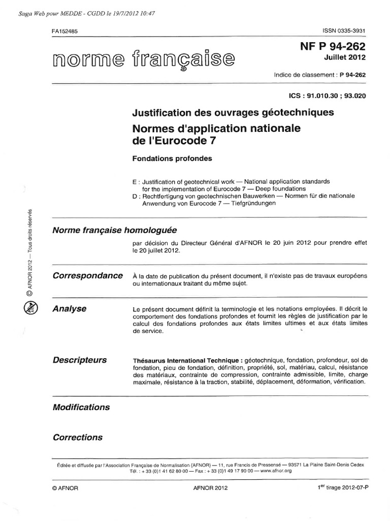NF P94-262 Fond Profondes | PDF