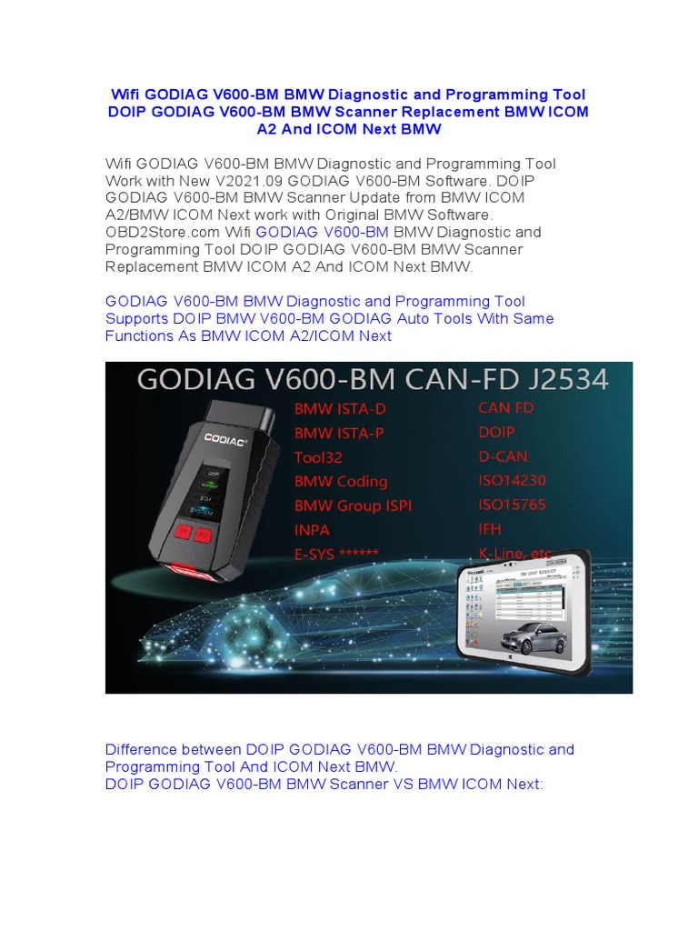 Wifi Godiag v600-Bm BMW Diagnostic and Programming Tool Doip Godiag v600-Bm BMW Scanner ...
