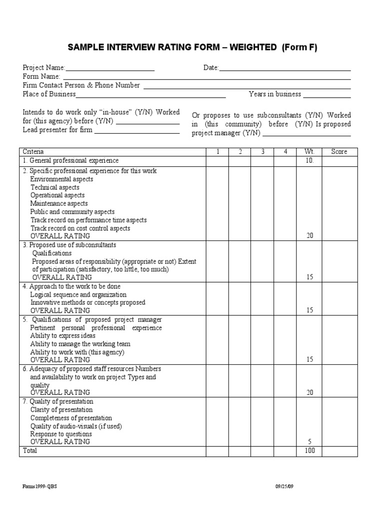 Sample Interview Score Sheet Template | PDF | Business