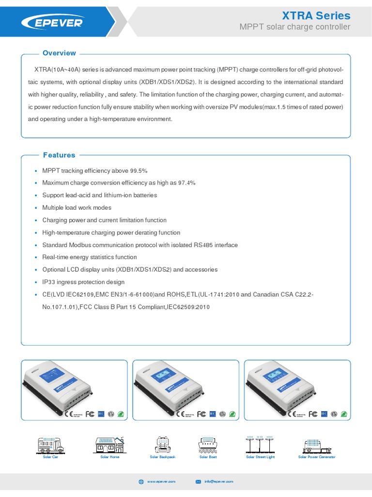 EPEVER-Datasheet XTRA | PDF | Solar Power | Electric Power