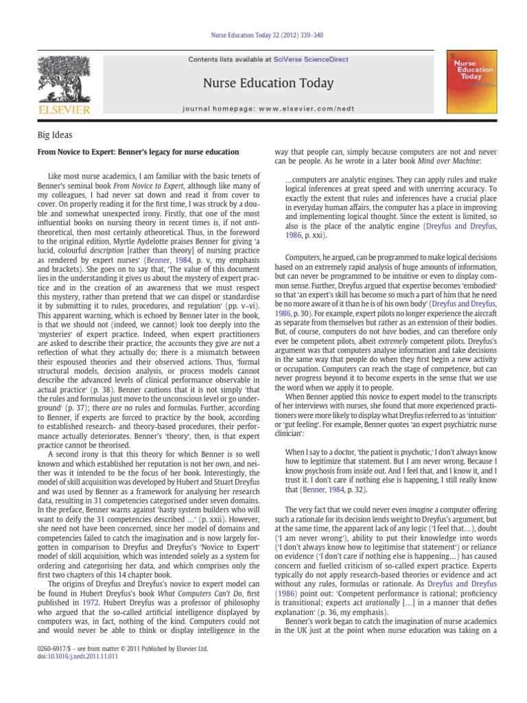 Nurse Education Today: Big Ideas | PDF | Expert | Theory