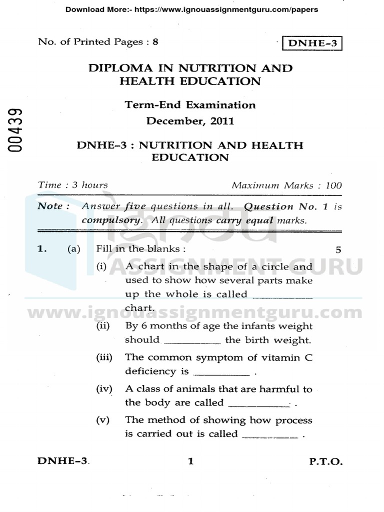 DNHE 3 Previous Year Question Papers by Ignouassignmentguru | PDF | Foods | Mass Media