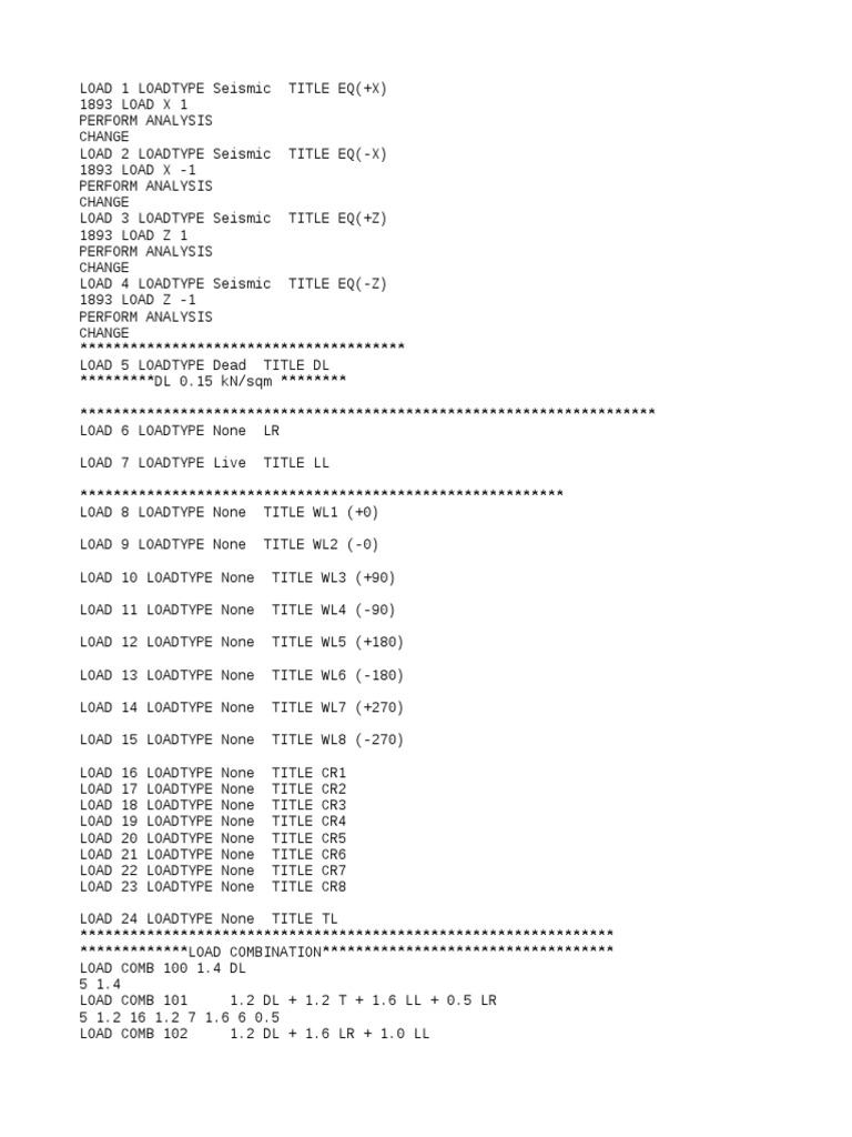 Comprehensive Load Combination Analysis of a Structural System | PDF