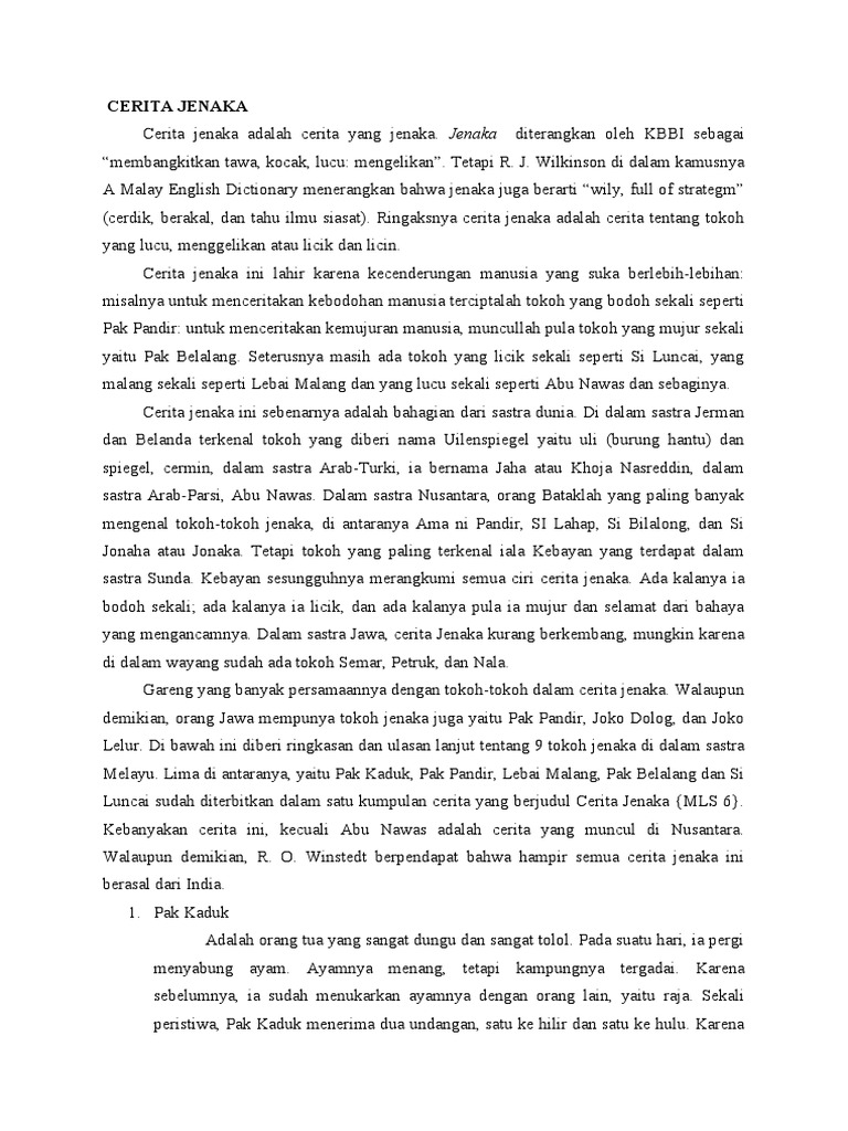 Cerita Jenaka | PDF | Fiksi Misteri, Thriller, & Kejahatan