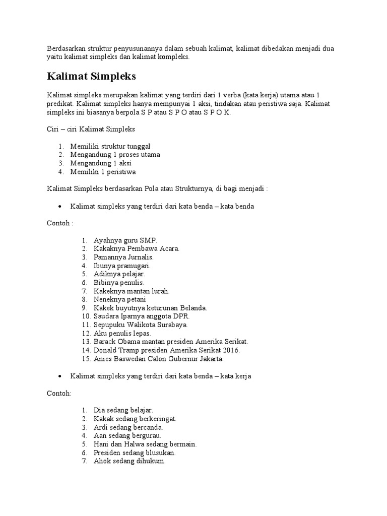 Kalimat Majemuk (Simpleks&kompleks) | PDF