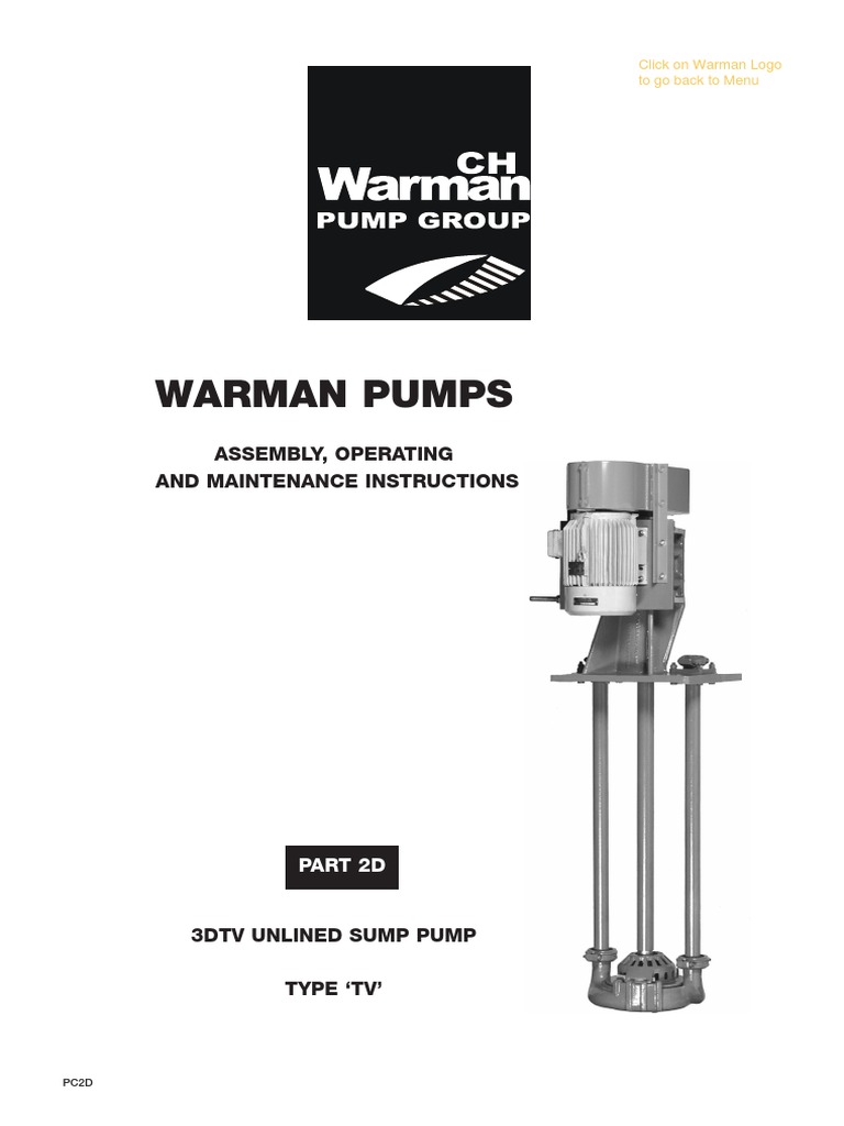 Warman Pumps: Assembly, Operating and Maintenance Instructions | PDF | Screw | Pump