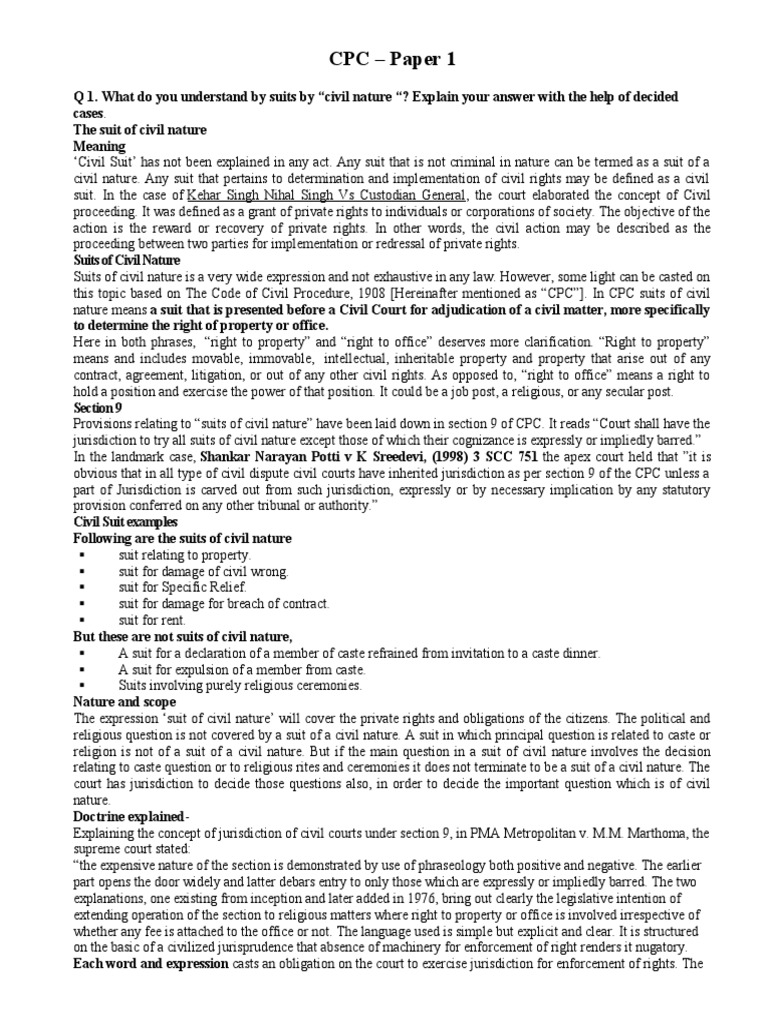 CPC Paper 1 | PDF | Appeal | Judgment (Law)