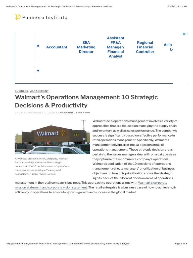 Walmart's Operations Management: 10 Strategic Decisions & Productivity ...