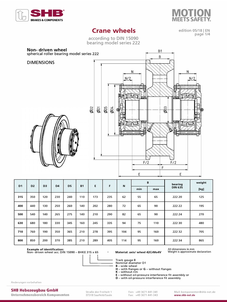 Datasheet Crane Wheels DIN15090 | PDF | Axle | Land Vehicles