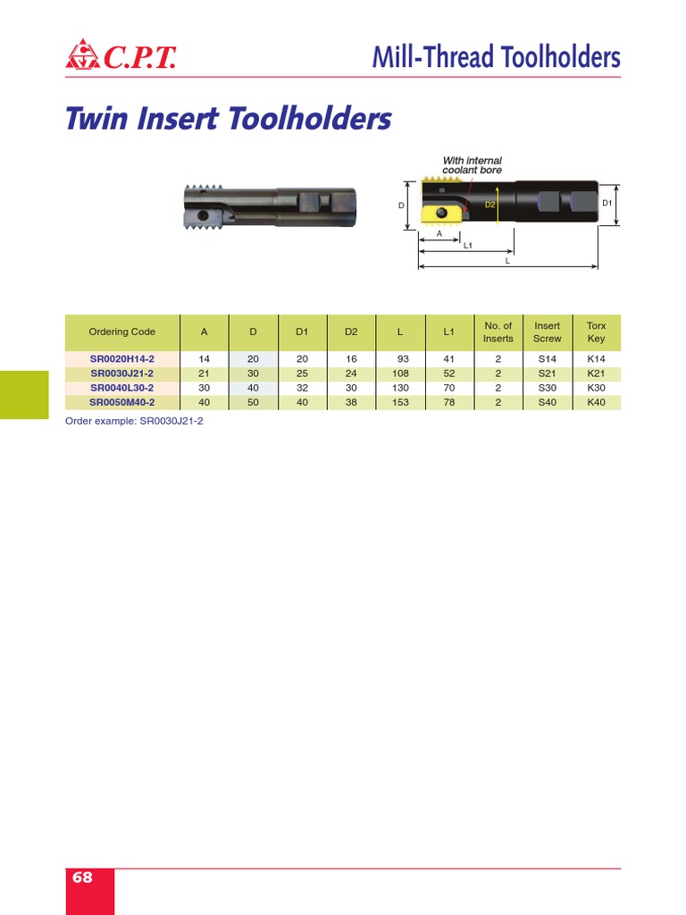 CPT Mill Thread Tool Twin Insert | PDF | Numerical Control | Mechanical ...