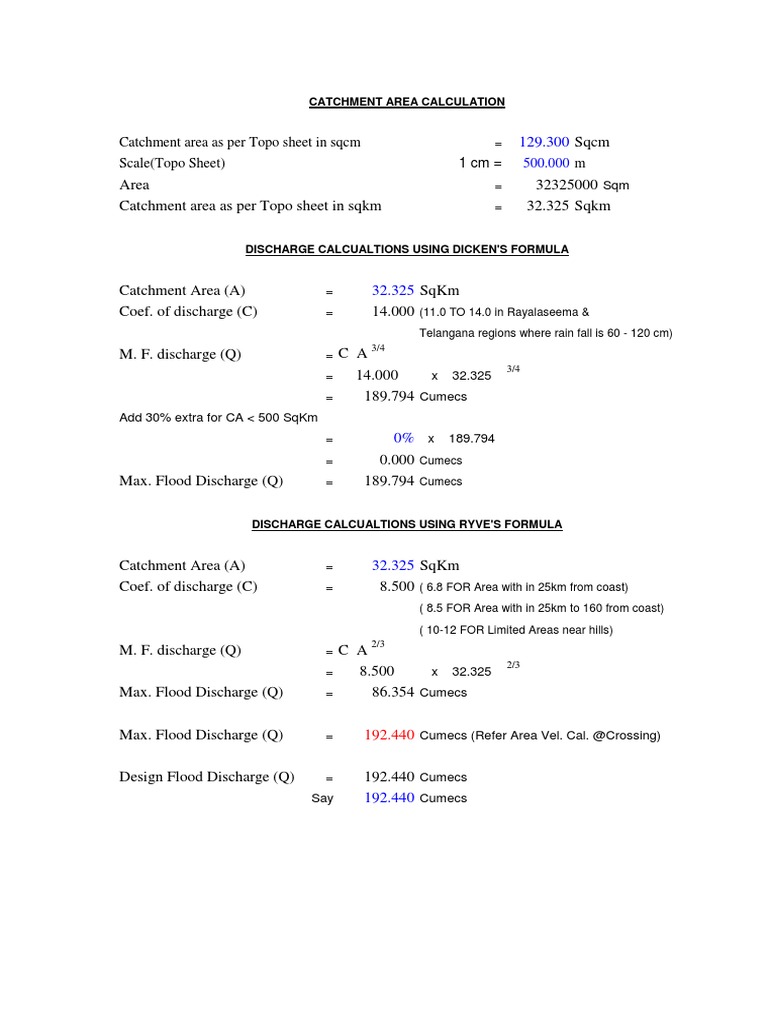 Catchment Area Calculation | PDF | Environmental Engineering ...