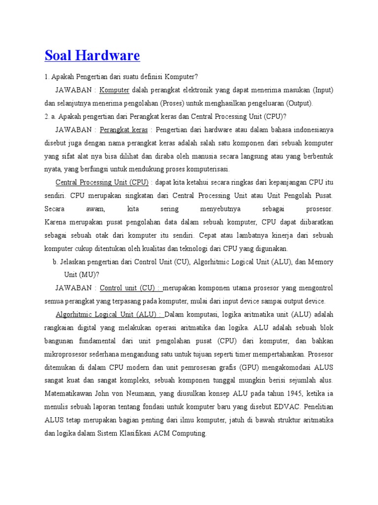 OPTIMASI SOAL HARDWARE | PDF