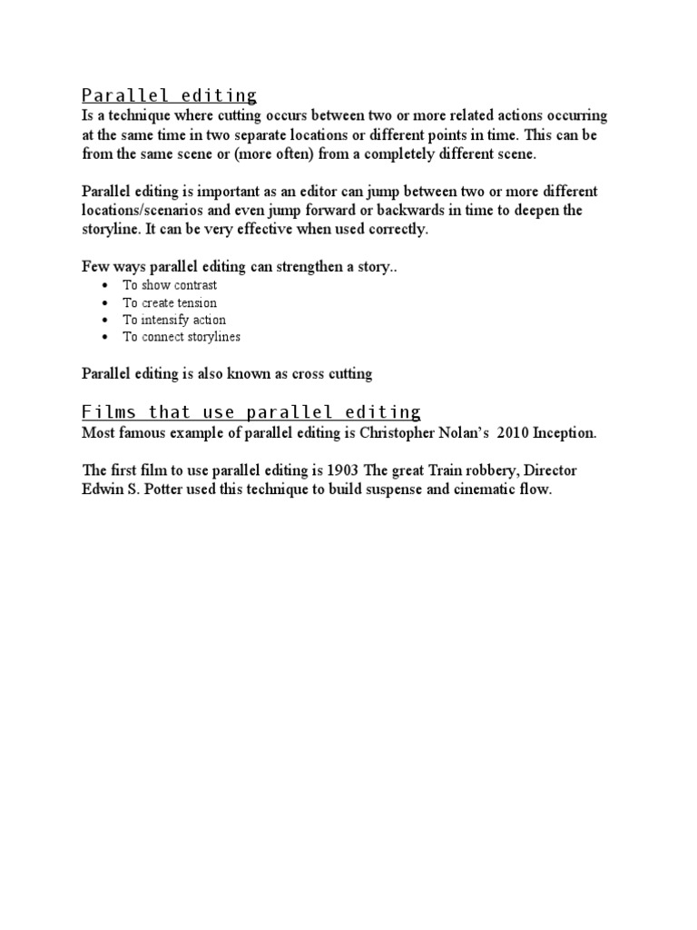 Parallel Editing | PDF