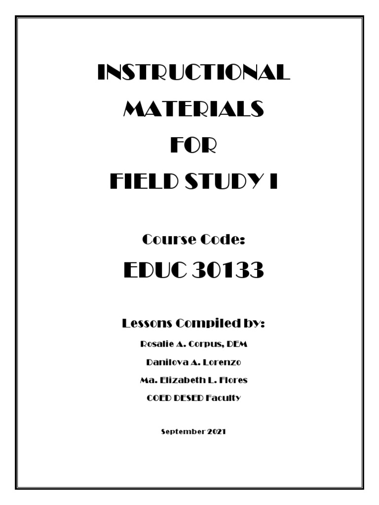 Field Study 1 | PDF | Curriculum | Pedagogy