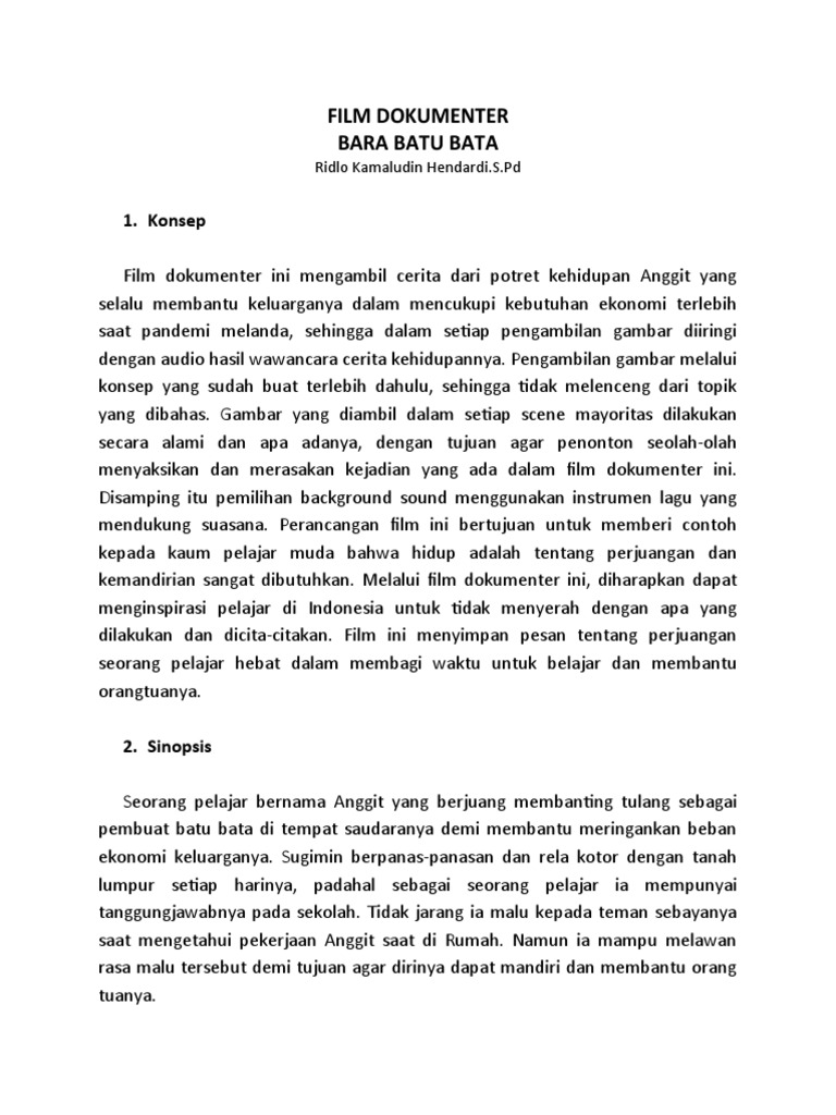 Cotoh Naskah Film Dokumenter | PDF