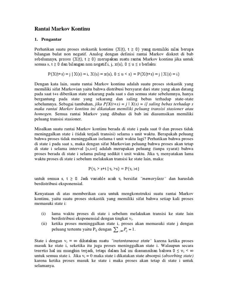 Rantai Markov Kontinu | PDF