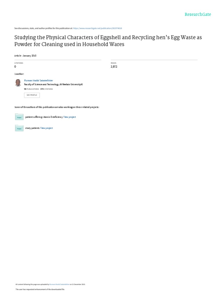 Eggshell Properties and Cleaning Uses | PDF | Ultraviolet–Visible ...