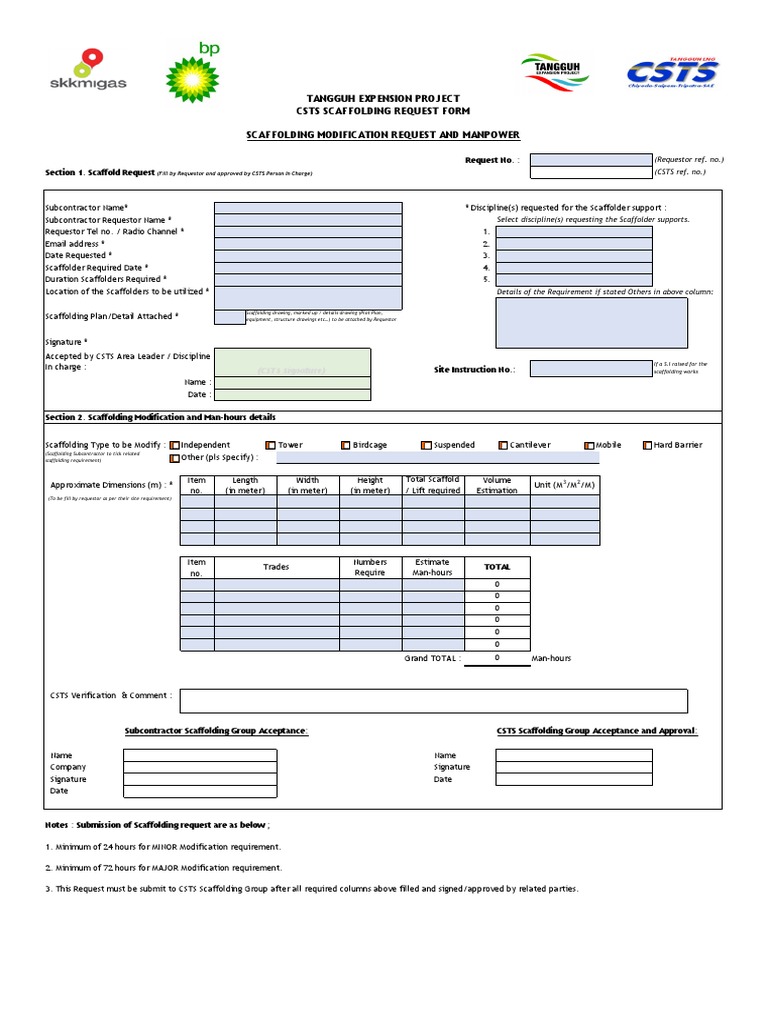 Scaffolding Request | PDF | Scaffolding