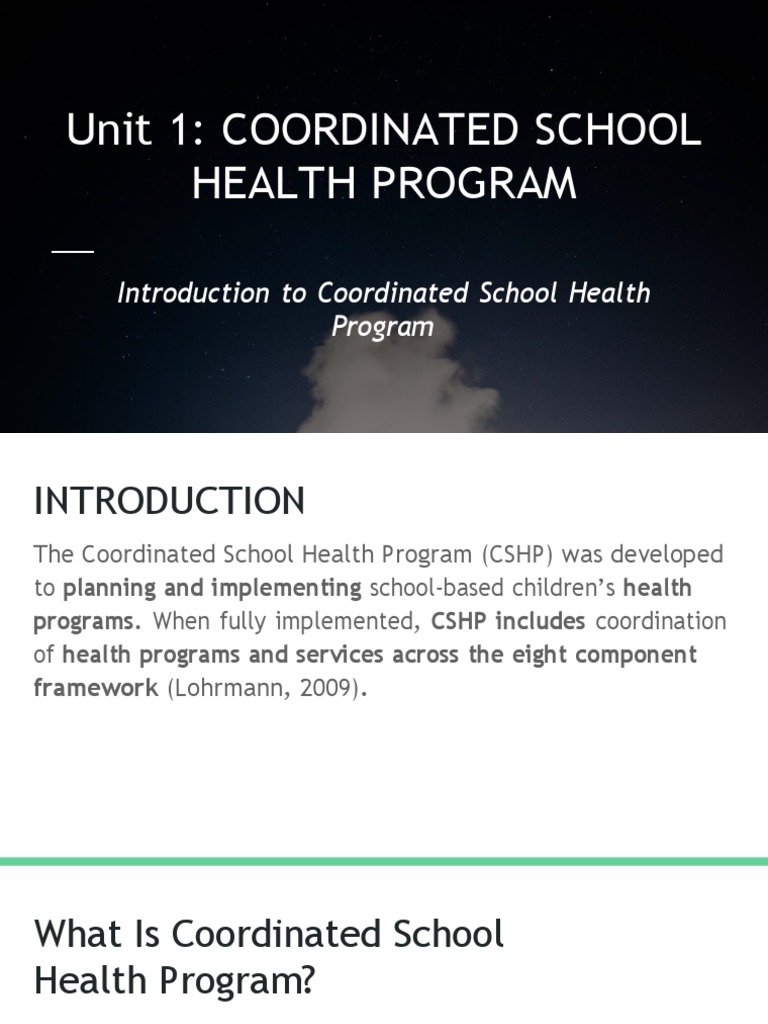 Unit 1 - Introduction To Coordinated School Health Program | PDF