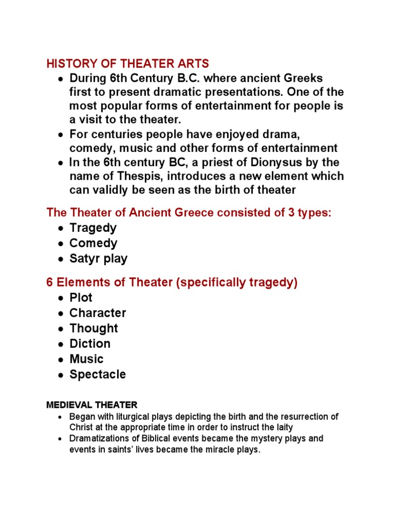 History of Theater Arts | PDF | Theatre