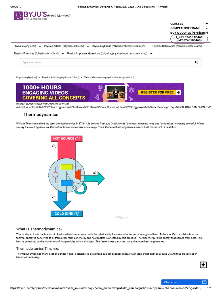 Thermodynamics Definition, Formulas, Laws and Equations - Physics | PDF ...