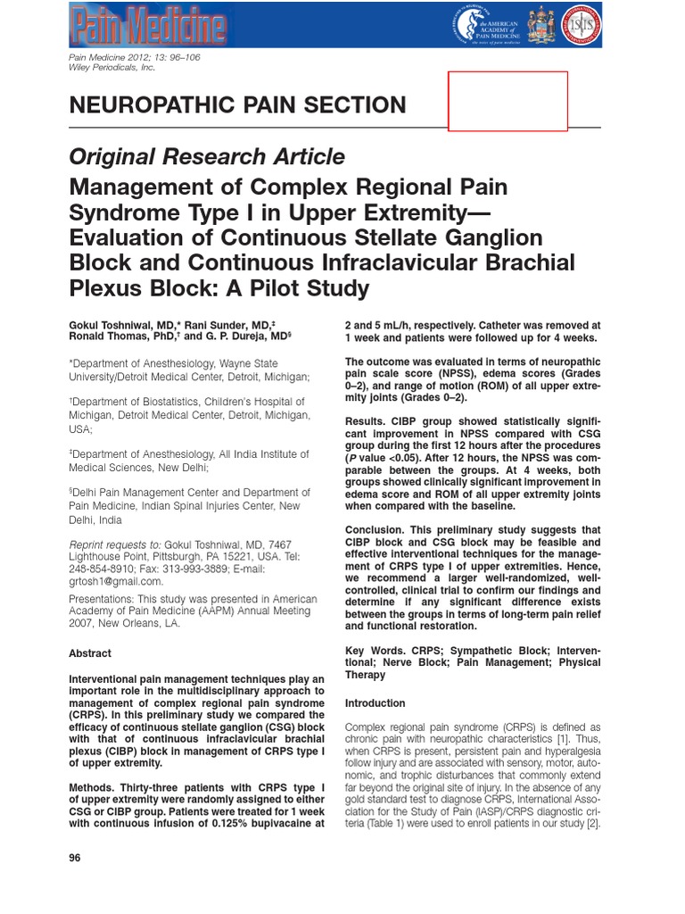 Iasp Criteria and Crps in Upper ExtremitEvaluation of Continuous ...