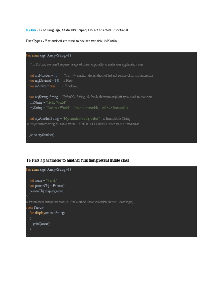 Kotlin Jvm Language Statically Typed Object Oriented Functional Pdf Anonymous Function