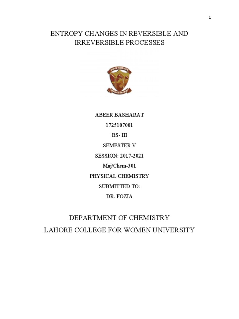 Entropy Change in Reversible and Irreversible Processes | PDF | Entropy ...