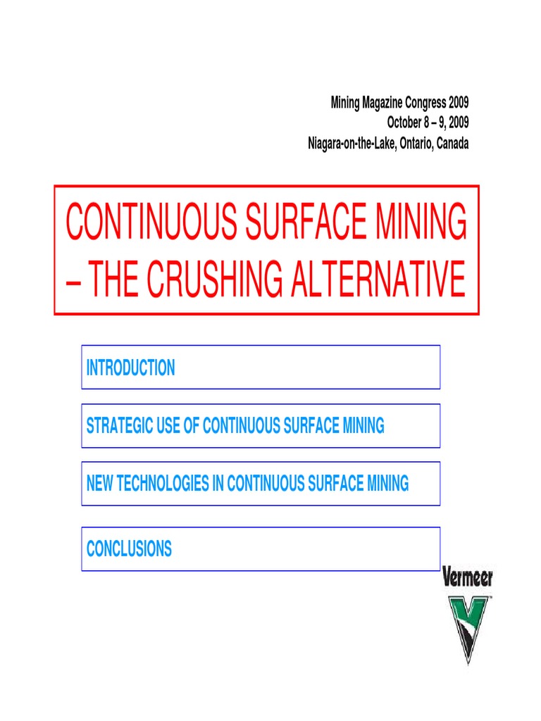 Continuous Surface Mining - The Crushing Alternative | PDF | Mining ...
