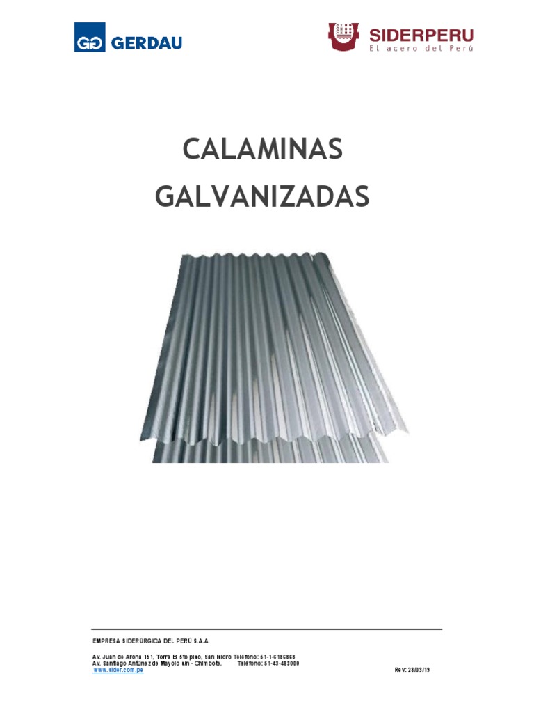 FT CALAMINA GALVANIZADA SP vs280319 | PDF | Materiales | Rieles