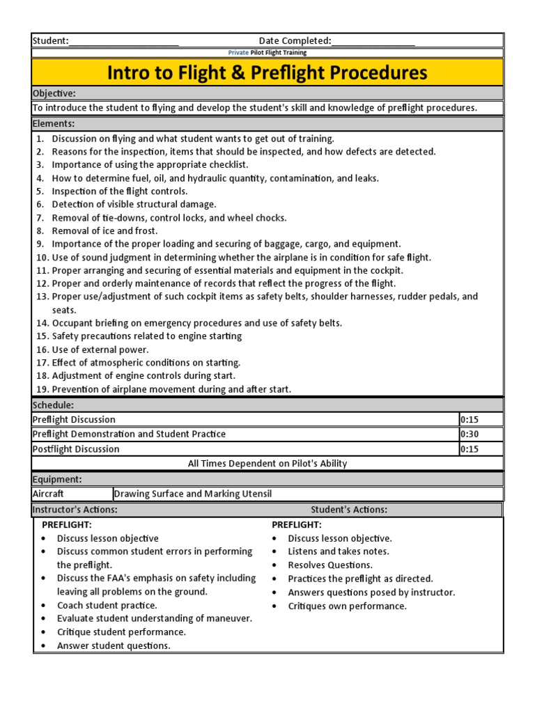 1 Intro Preflight Procedures | PDF | Airplane | Safety