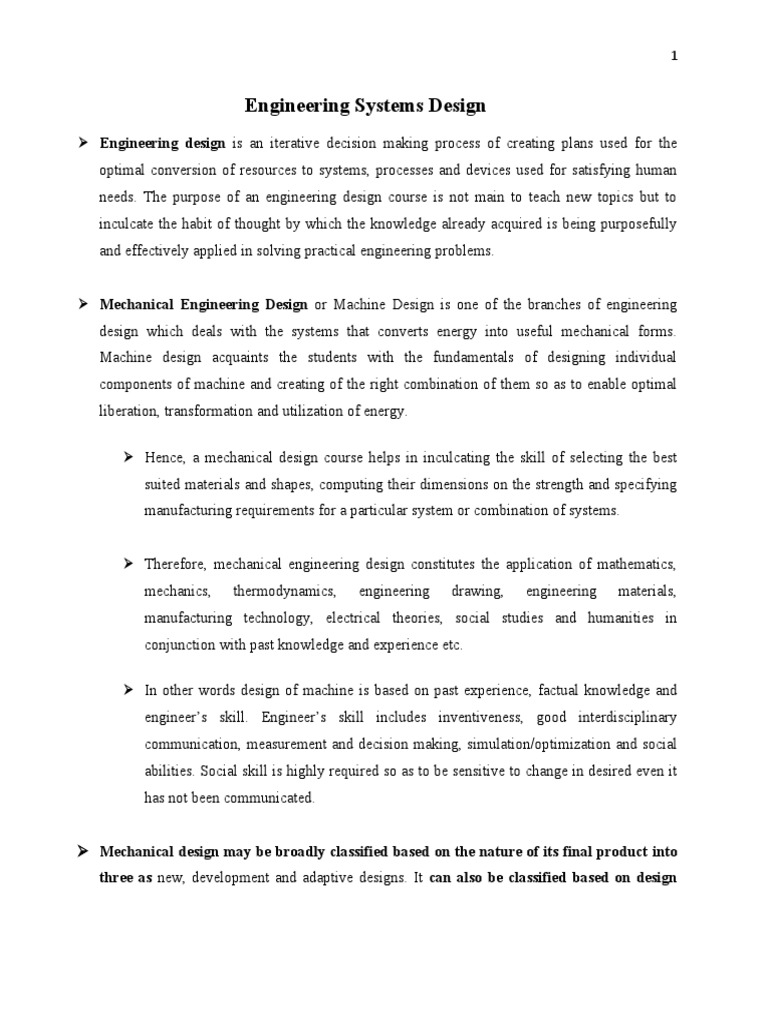 Engineering Systems Design | PDF | Engineering | Machines