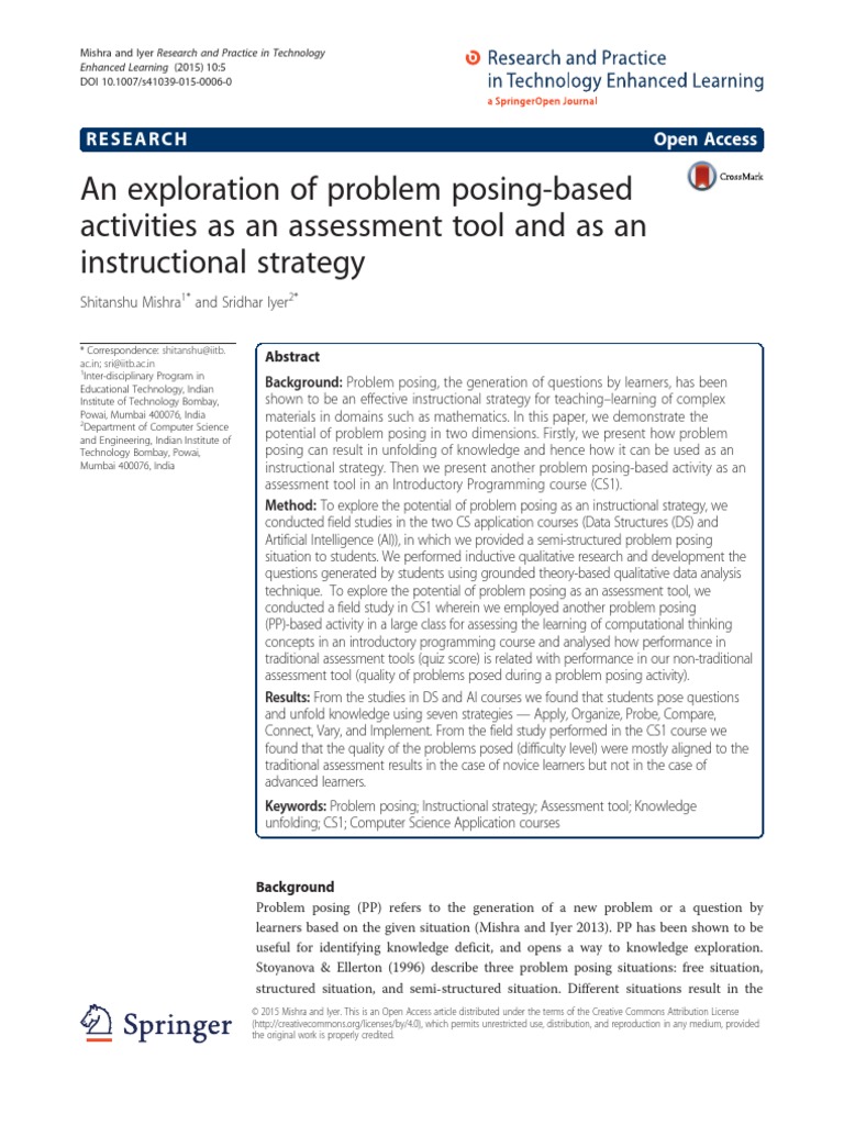 An Exploration of Problem Posing-Based | PDF | Learning | Educational ...
