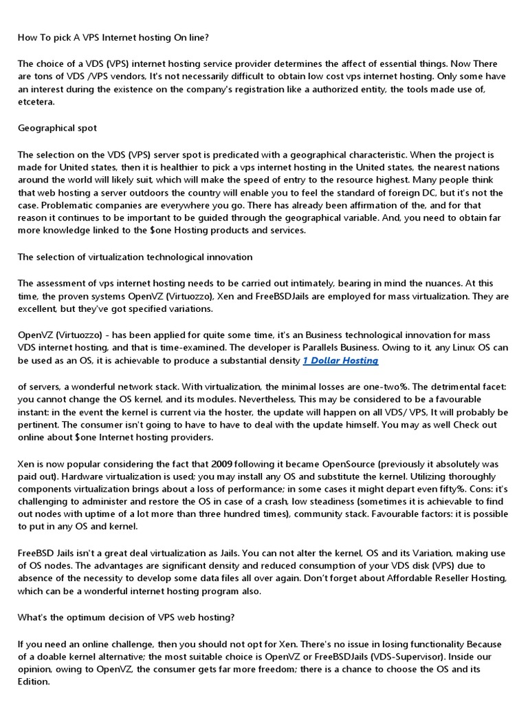 254424how To Settle On A VPS Internet Hosting On Line? | PDF | Operating System | Kernel ...