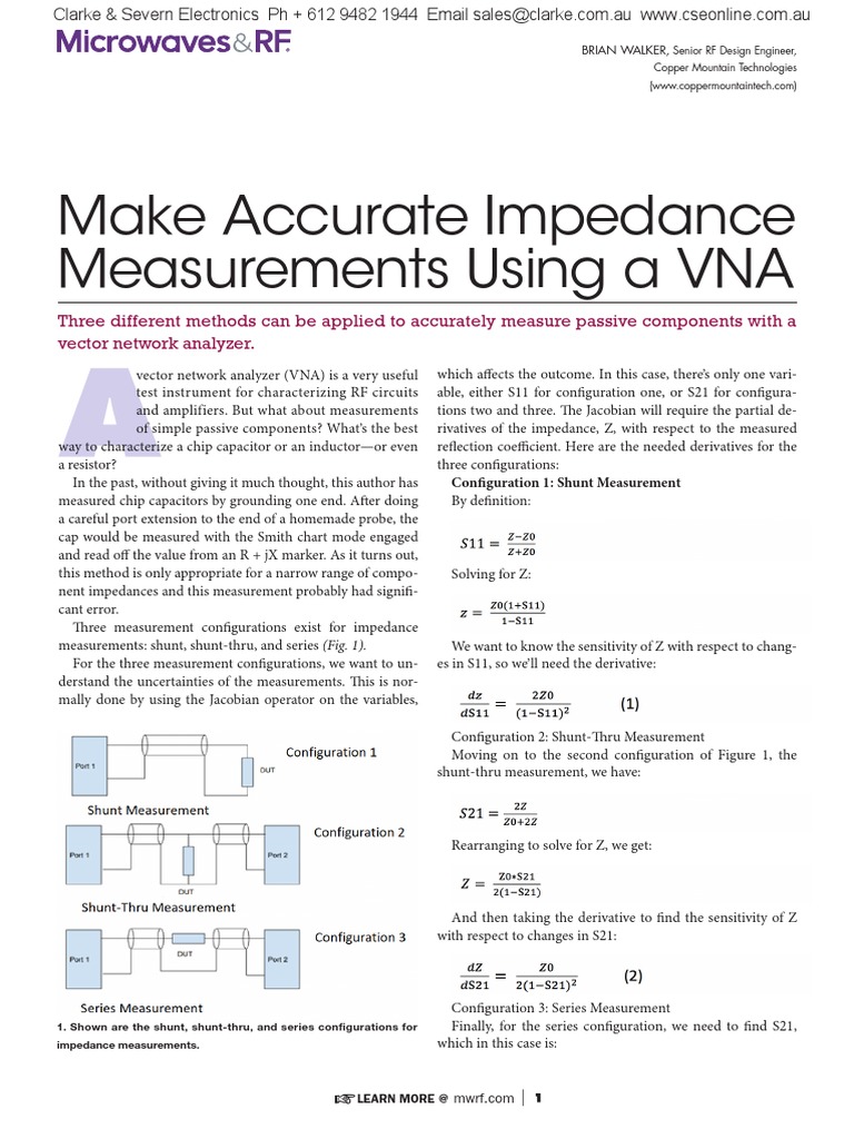 Make Accurate Impedance Measurements Using A VNA | PDF | Electrical Impedance | Variance