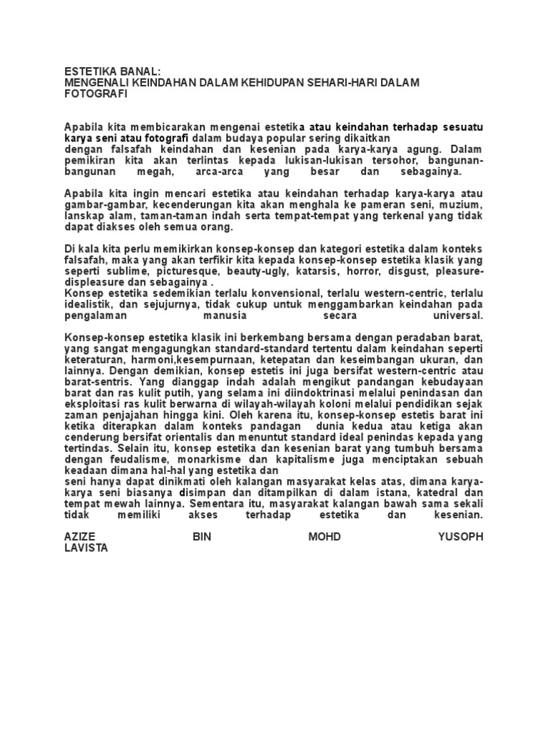 Estitika Banal | PDF