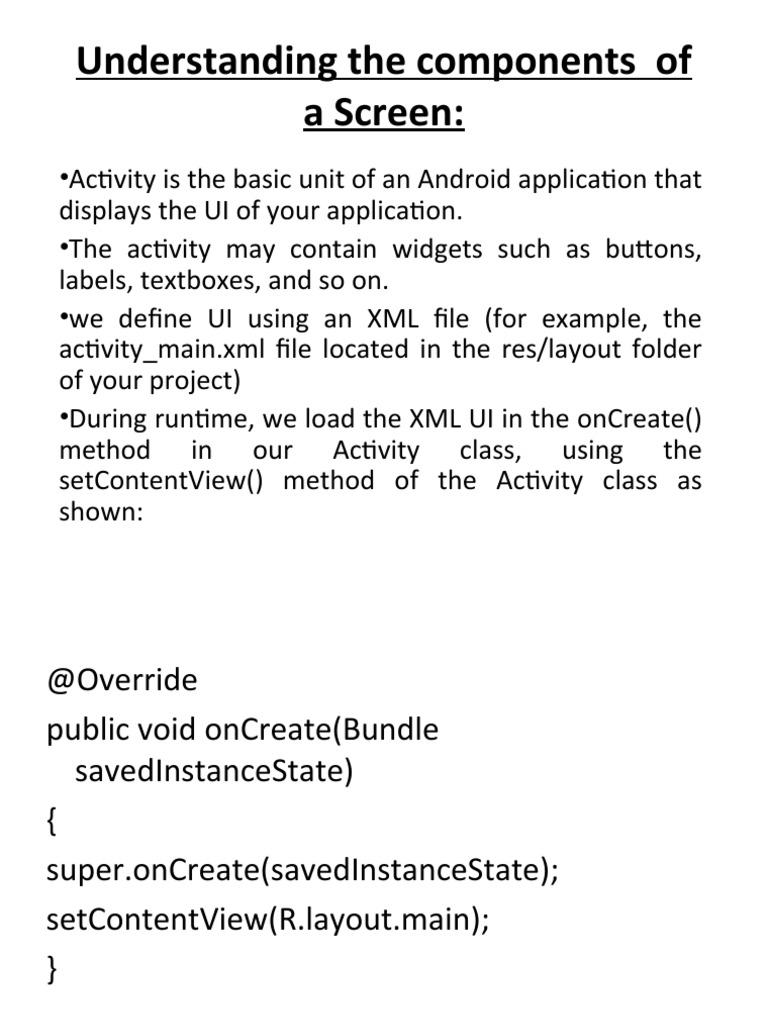 Understanding The Components of A Screen | PDF | Android (Operating System) | Page Layout