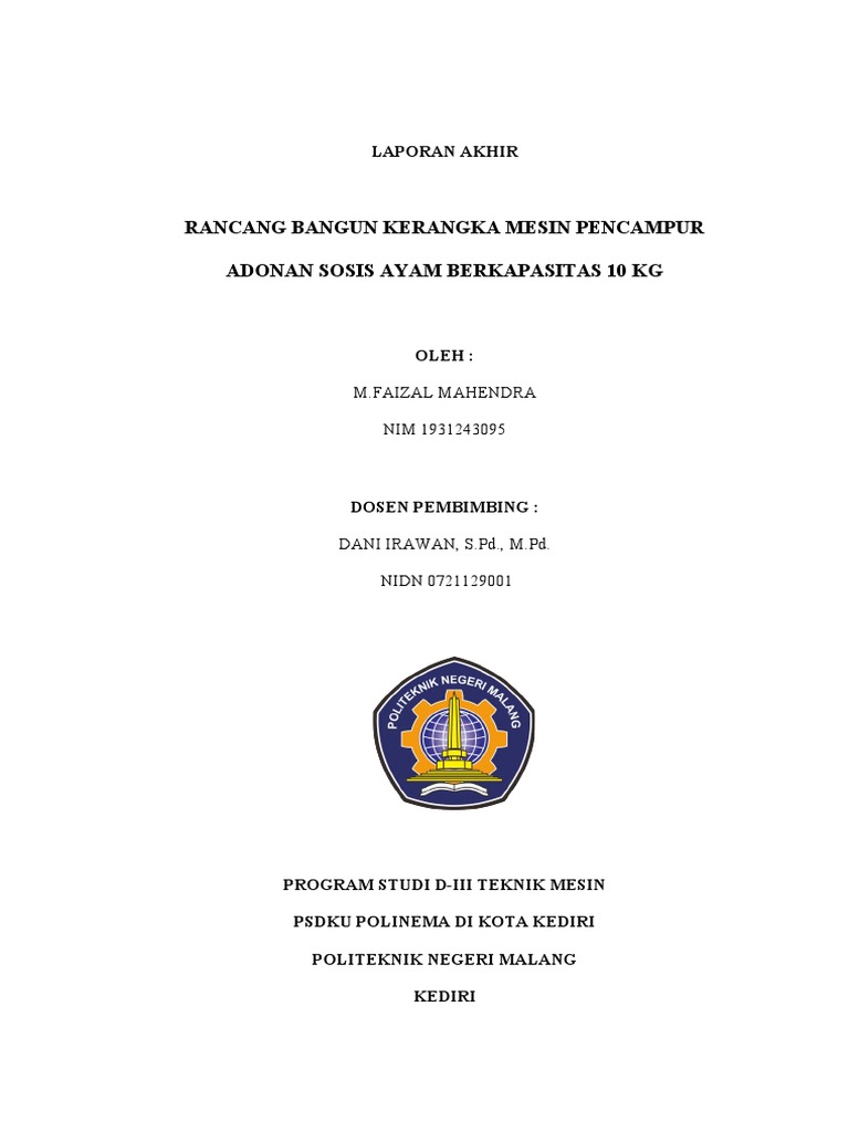 Laporan Akhir Faizal Mahendra Siap Jilid Fiks | PDF Laporan Akhir Faizal Mahendra Siap Jilid Fiks | PDF