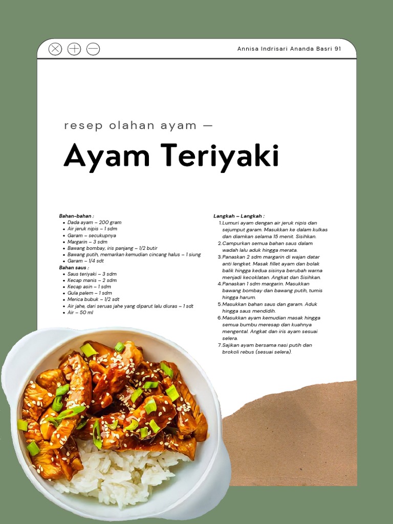 Resep Ayam Teriyaki Praktis | PDF