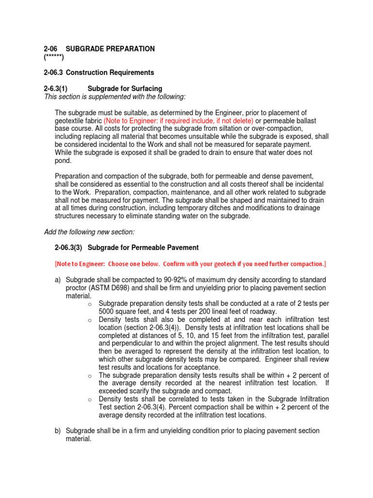 MS Subgrade Preparation | PDF | Civil Engineering