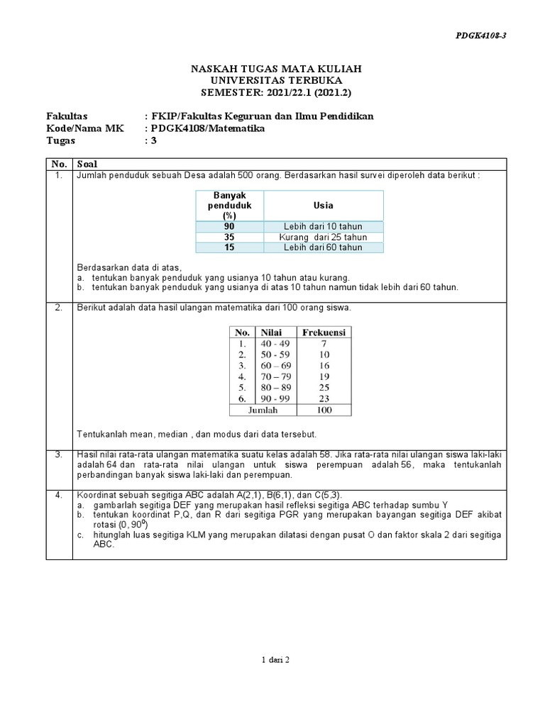 Soal pdgk4108 tmk3 3 | PDF