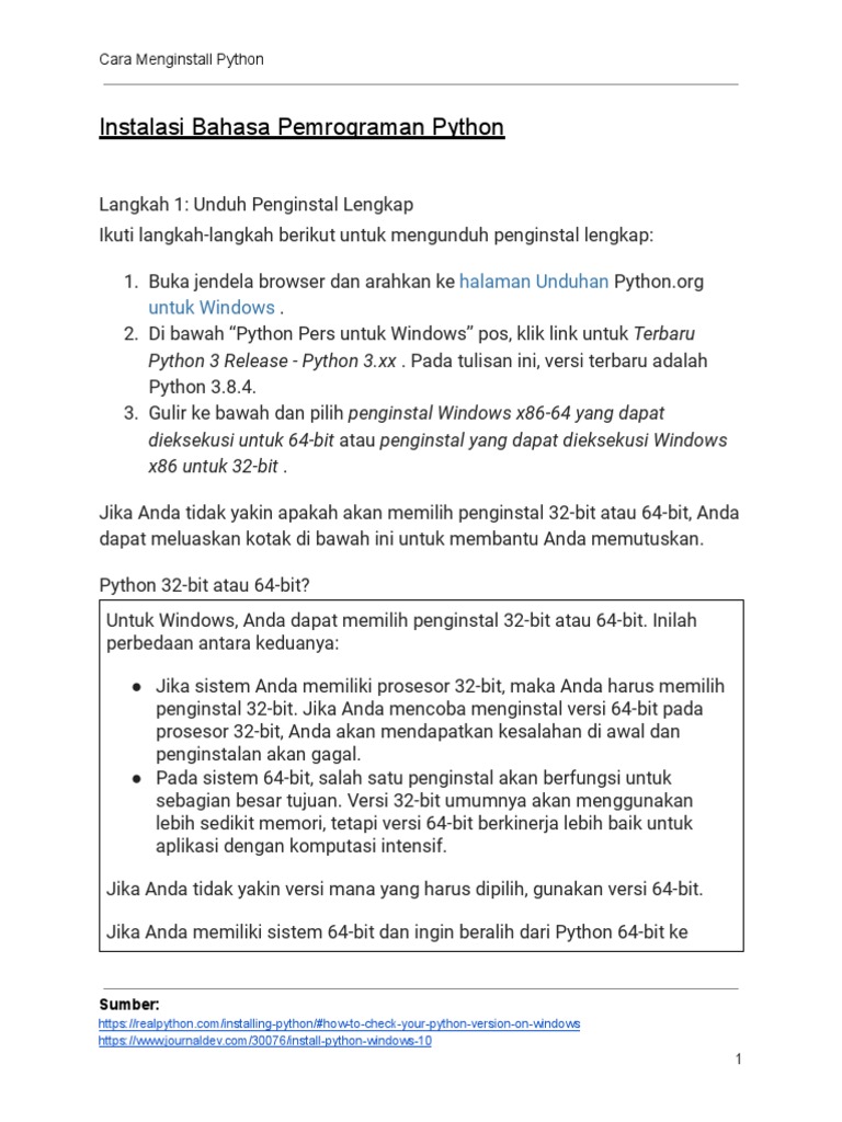 Instalasi Bahasa Pemrograman Python | PDF
