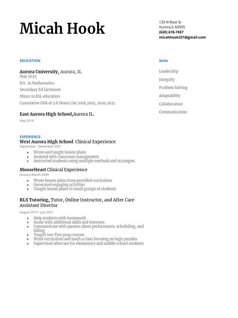Hook Micah-Resume | PDF