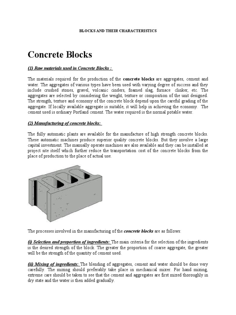 Blocks and Their Characteristics | PDF | Concrete | Masonry