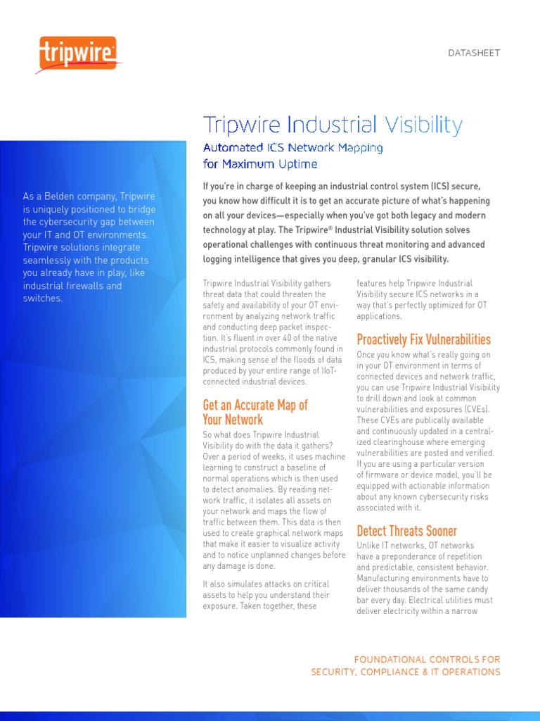 DataSheet Tripwire Industrial Visibility | PDF | Computer Network | Security