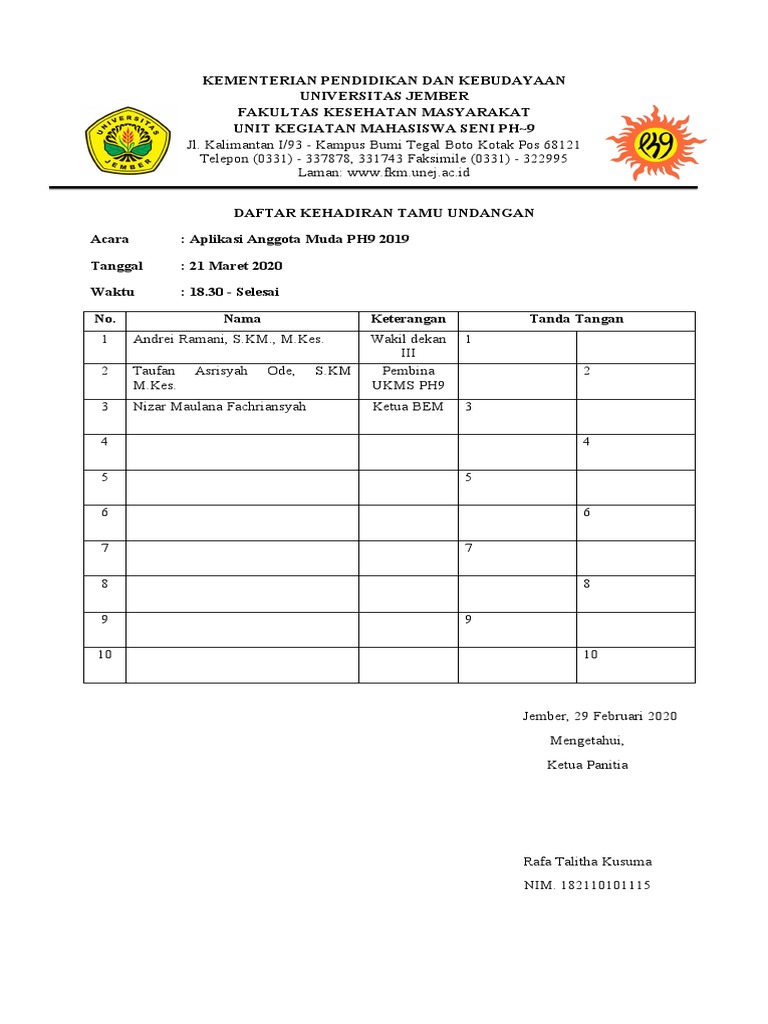 Daftar Tamu Undangan | PDF