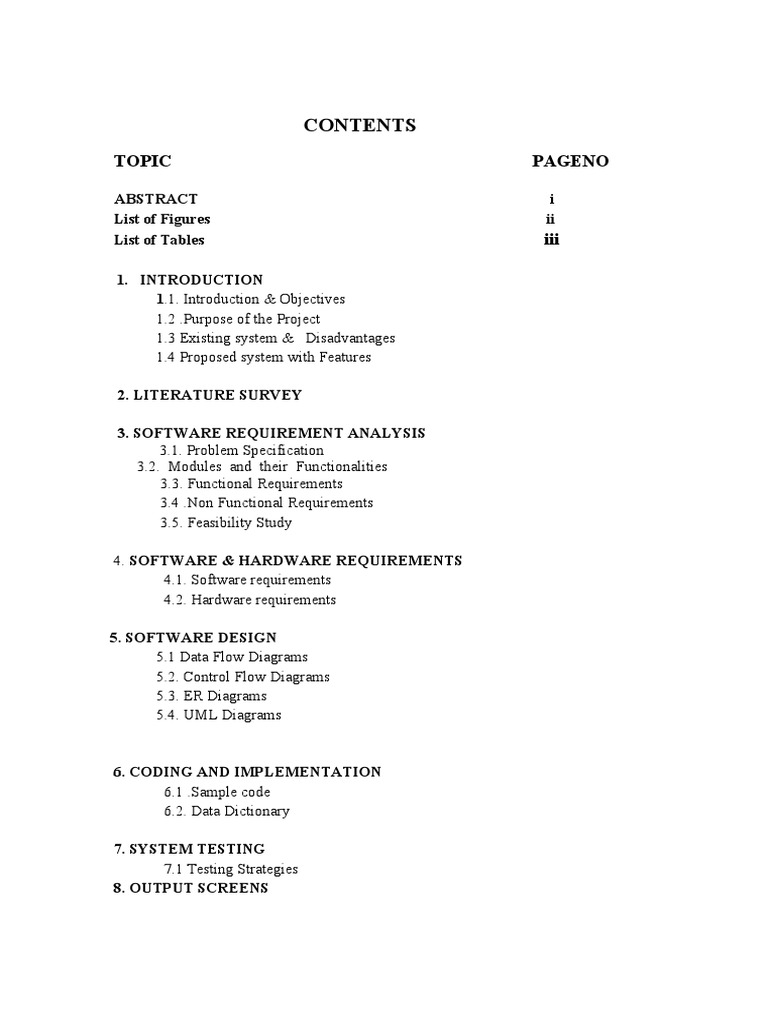 Sample Contents, List of Figures - List of Tables in Major Project Report (2019-20) | PDF | Use ...