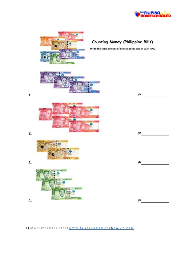 Counting Money (Philippines Bills) Part 3 | PDF