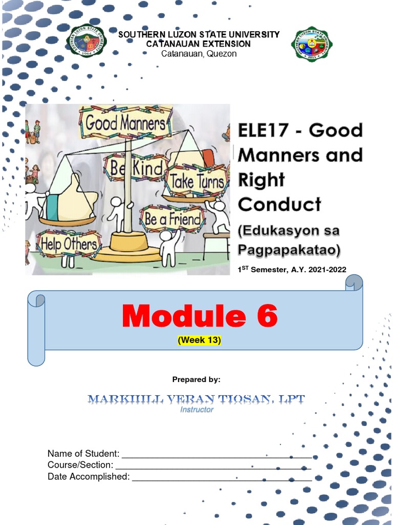 Module 6 - Good Manners and Right Conduct | PDF | Obedience (Human ...